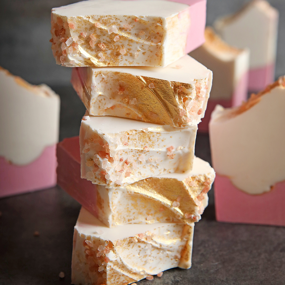 Pink Salt and Gold Cold Process Soap | Bramble Berry